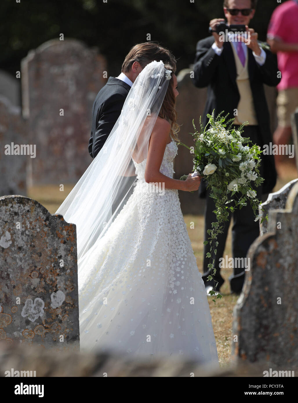 Daisy Jenks arrives for her wedding to Charlie van Straubenzee at St ...