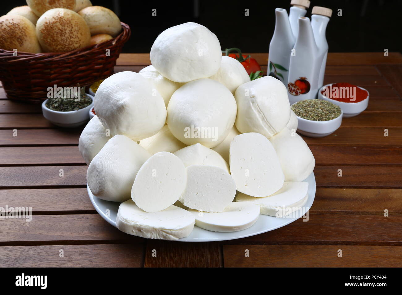 Buffalo Mozzarella Cheese Stock Photo - Alamy