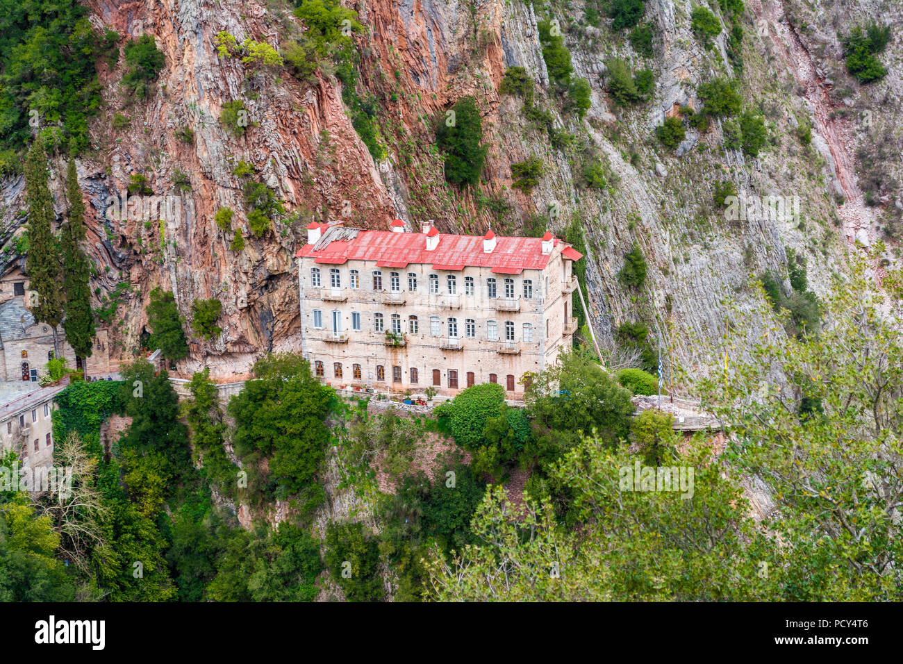 Proussos monastery near Karpenisi town in Evrytania - Greece. The ...