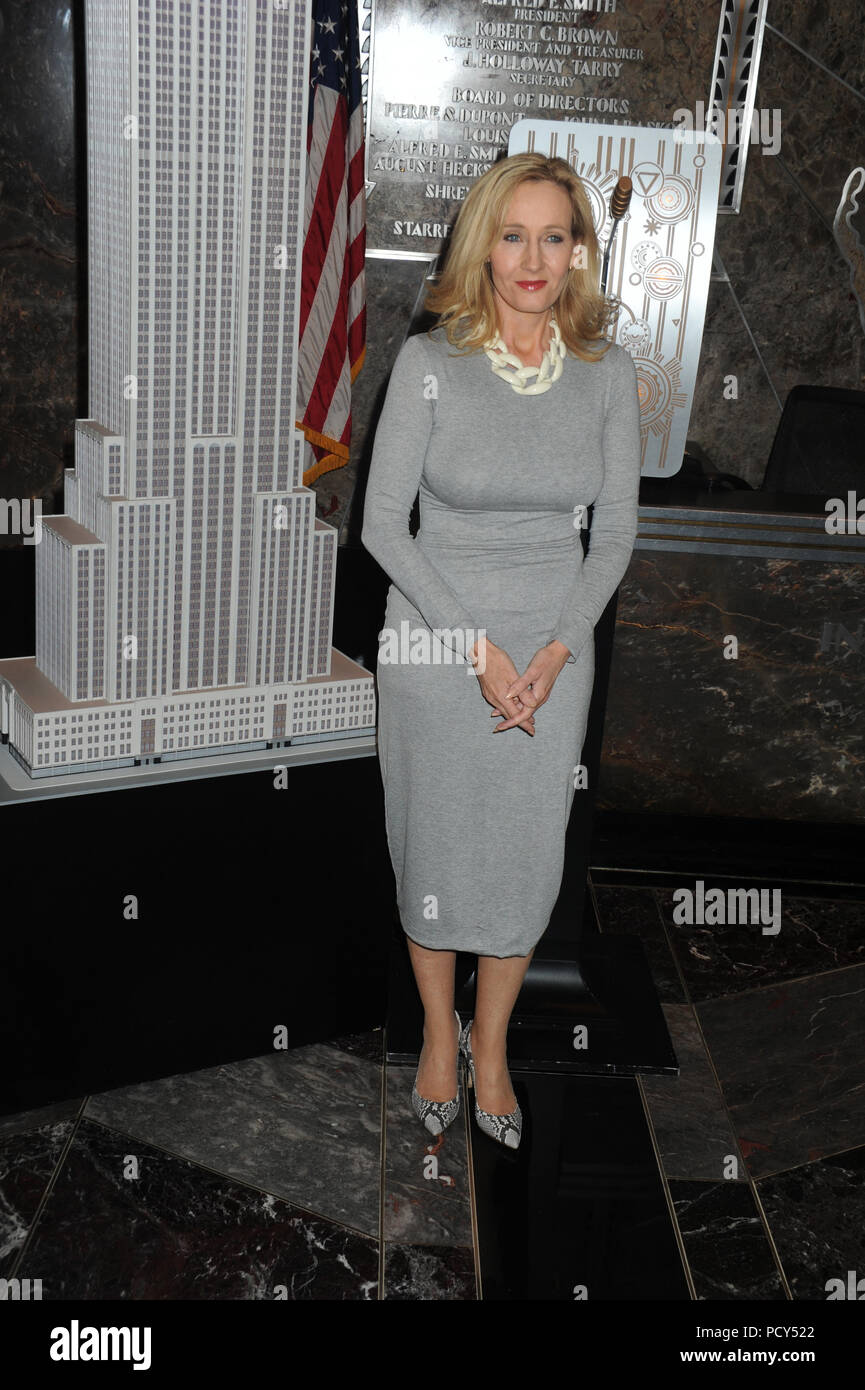NEW YORK, NY - APRIL 09: J.K. Rowling illuminates the Empire State ...