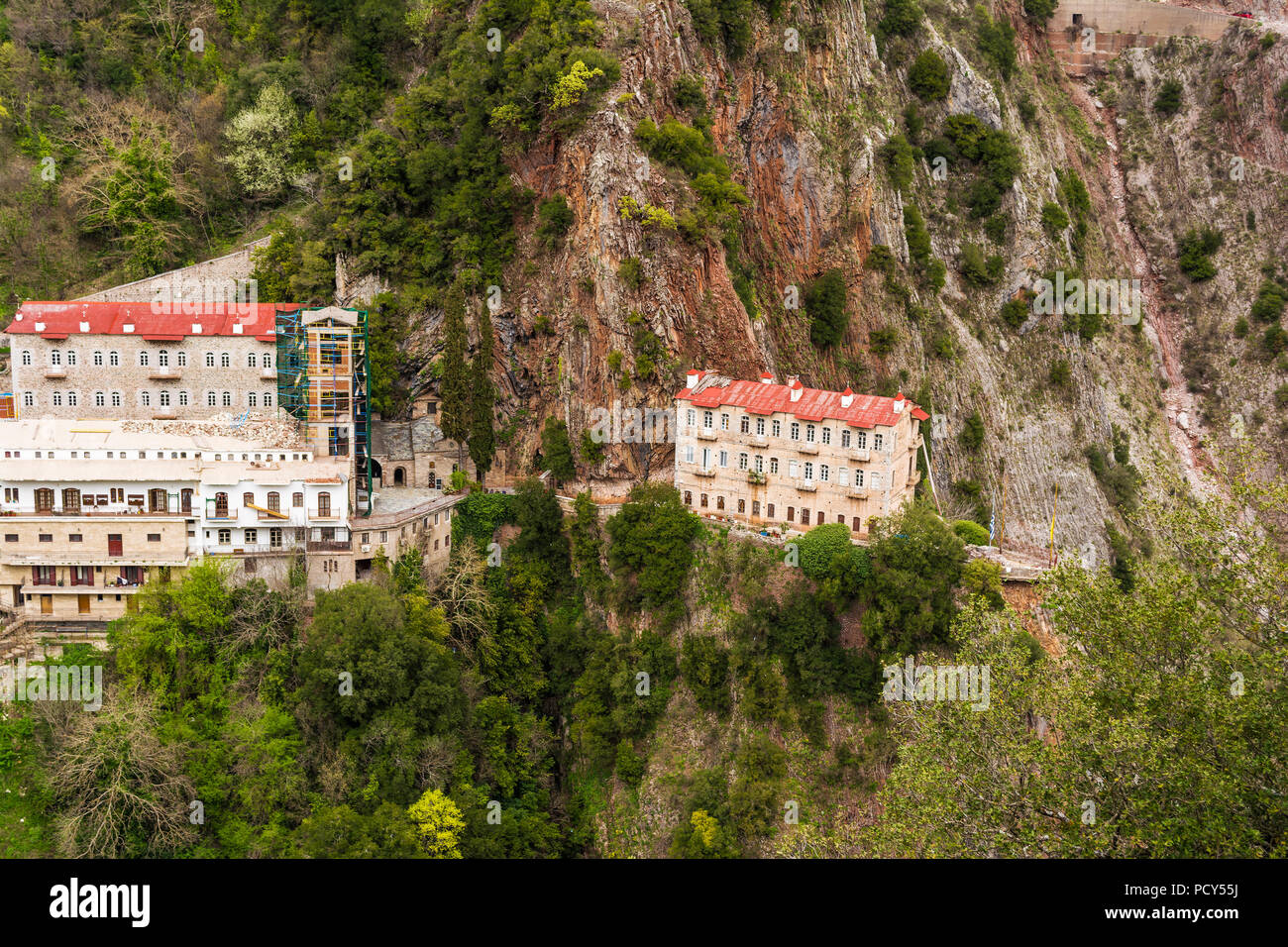 Proussos monastery near Karpenisi town in Evrytania - Greece. The ...
