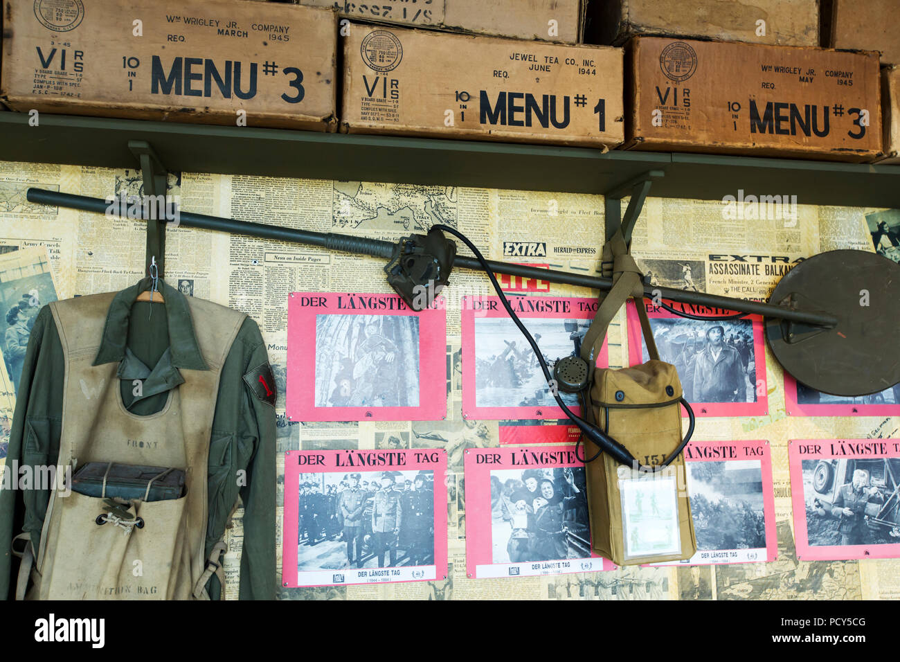 A cafe with old ration boxs near the Utah beach D-Day museum, Normandy ...