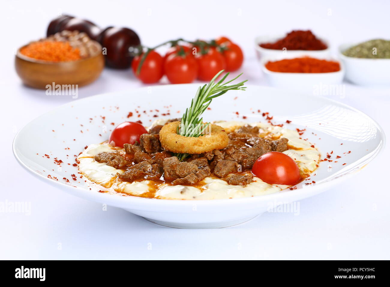 Turkish Meat Kebab served in an anatolian plate Stock Photo - Alamy