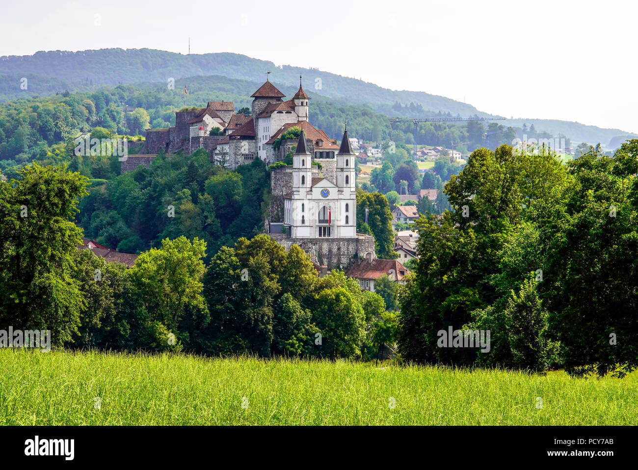 View of Aarau church and Aarburg, Switzerland Stock Photo - Alamy