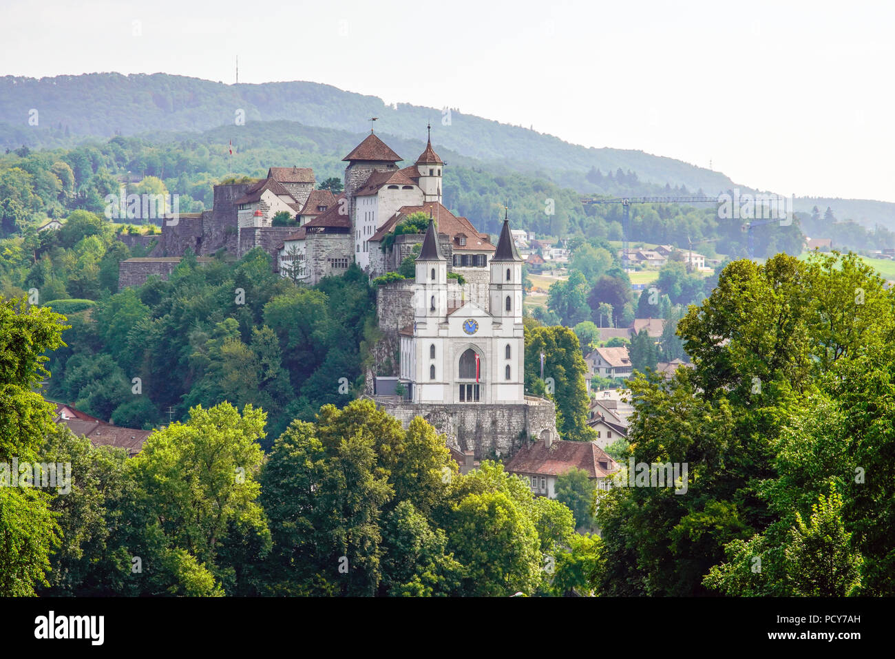 View of Aarau church and Aarburg, Switzerland Stock Photo - Alamy