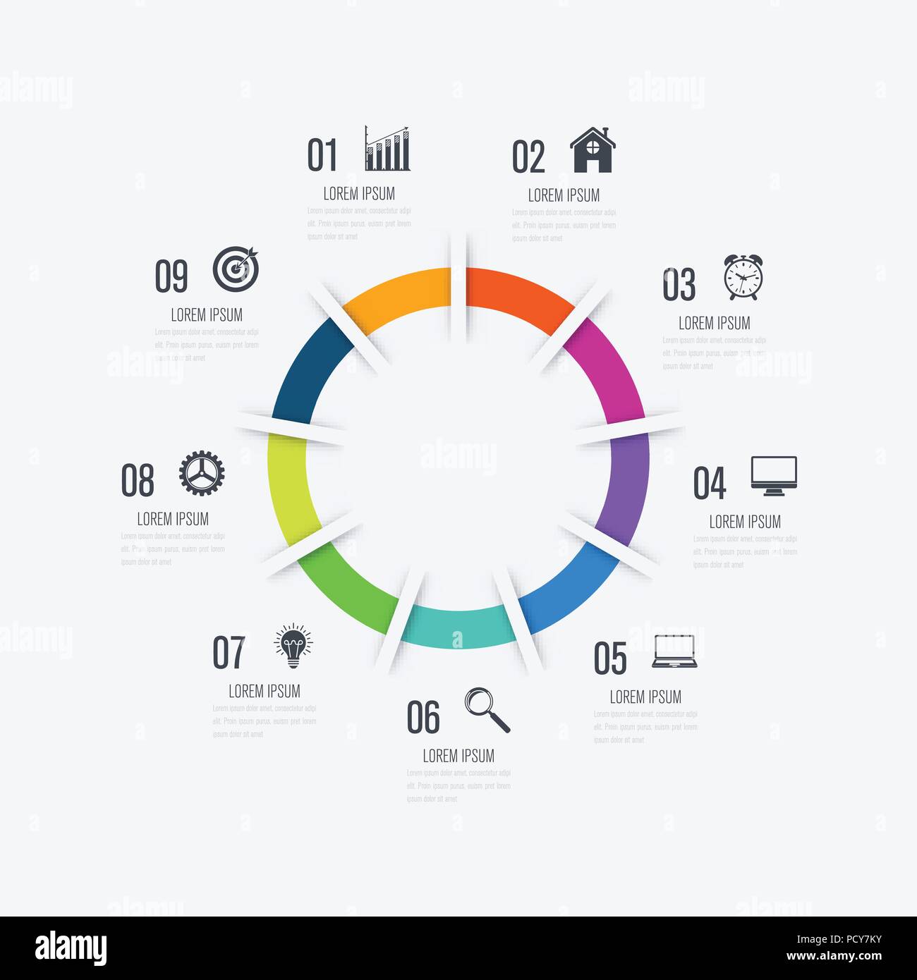 Infographics template 9 options with circle Stock Vector Image & Art ...