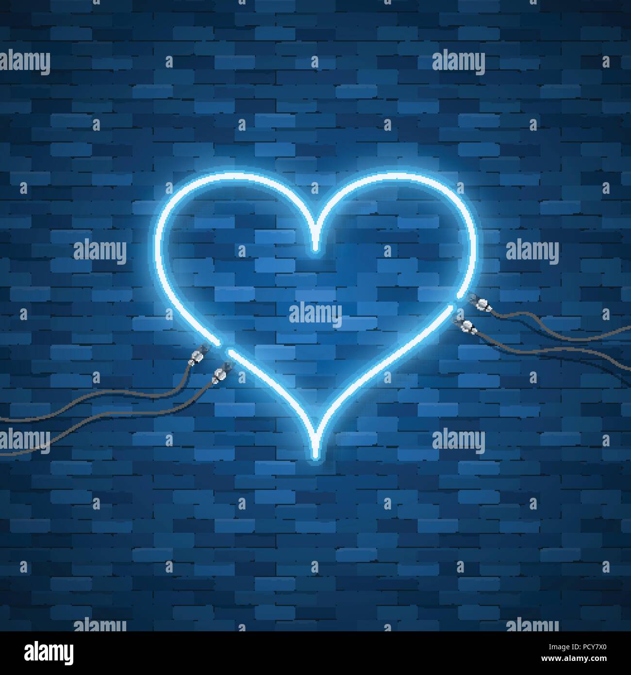 Bright heart. Retro blue neon heart sign Stock Vector Image & Art - Alamy