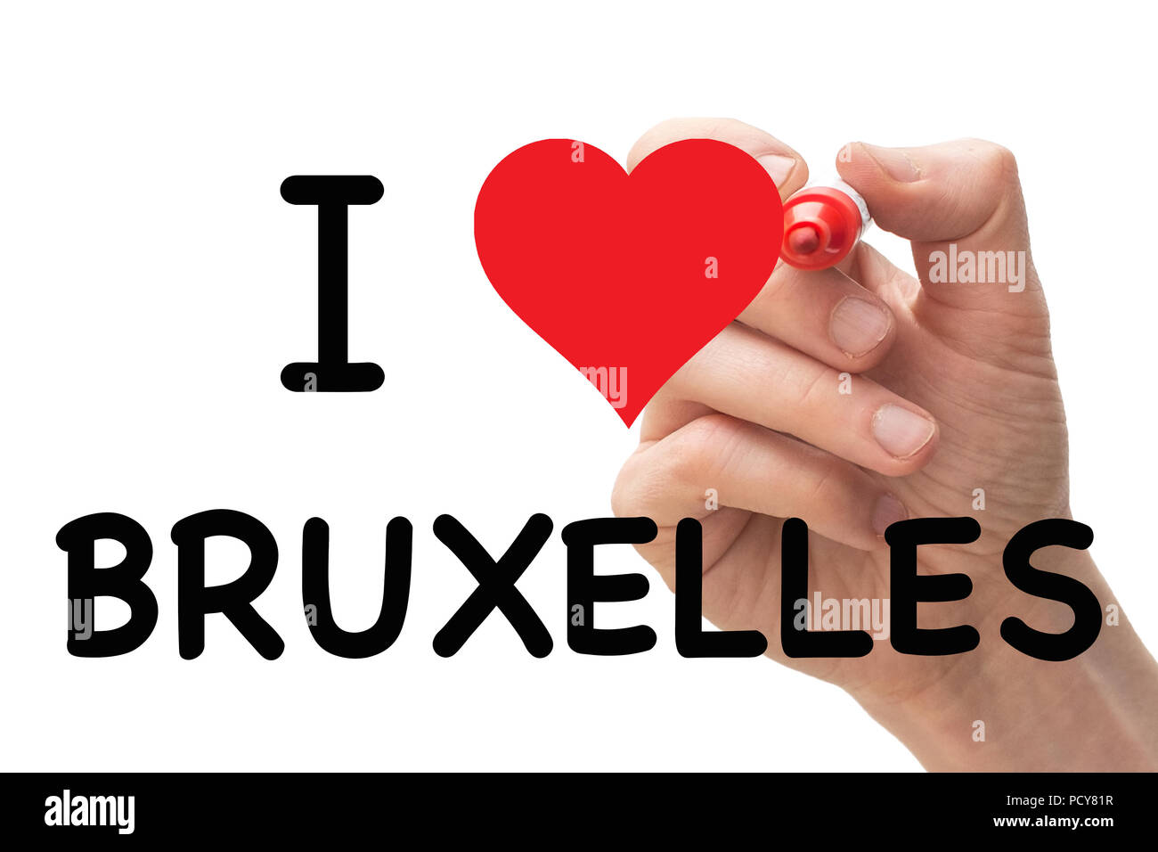 Hand writing I Love Bruxelles on white background Stock Photo - Alamy