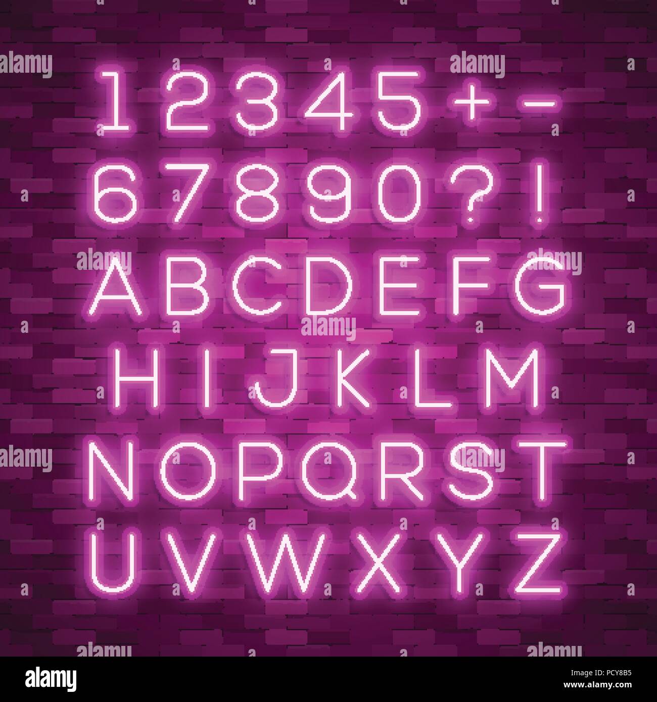 Realistic neon alphabet. Bright neon glowing font Stock Vector Image ...