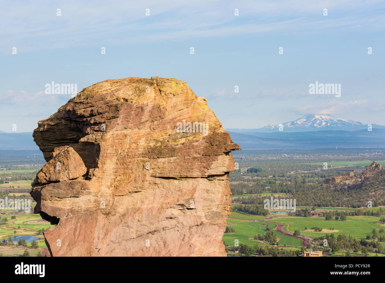 Rock column used for climbing in Smith Rock State Park, and Mount ...