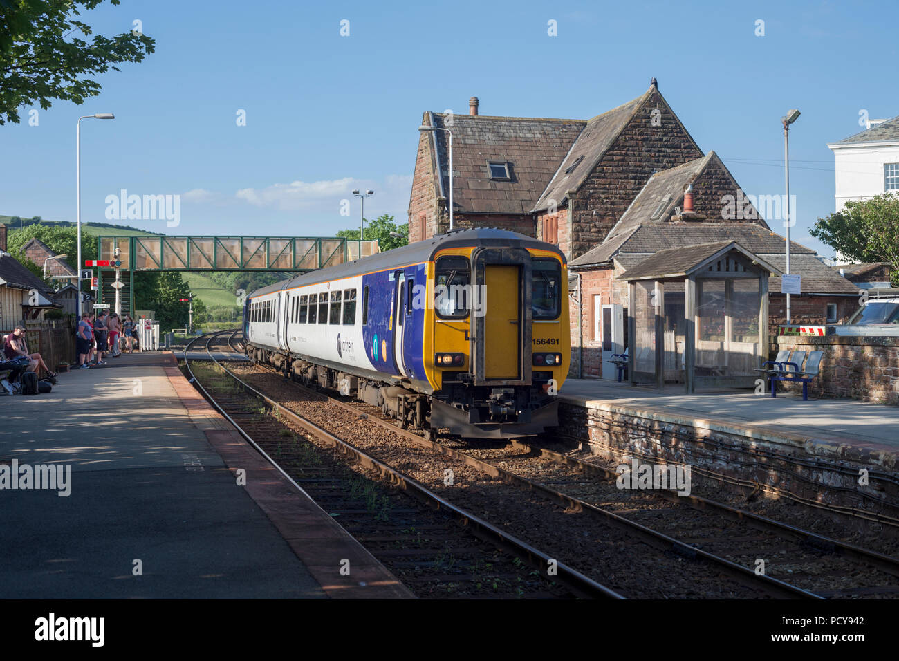 A Northern rail class 156 sprinter train at St Bees railway station on ...