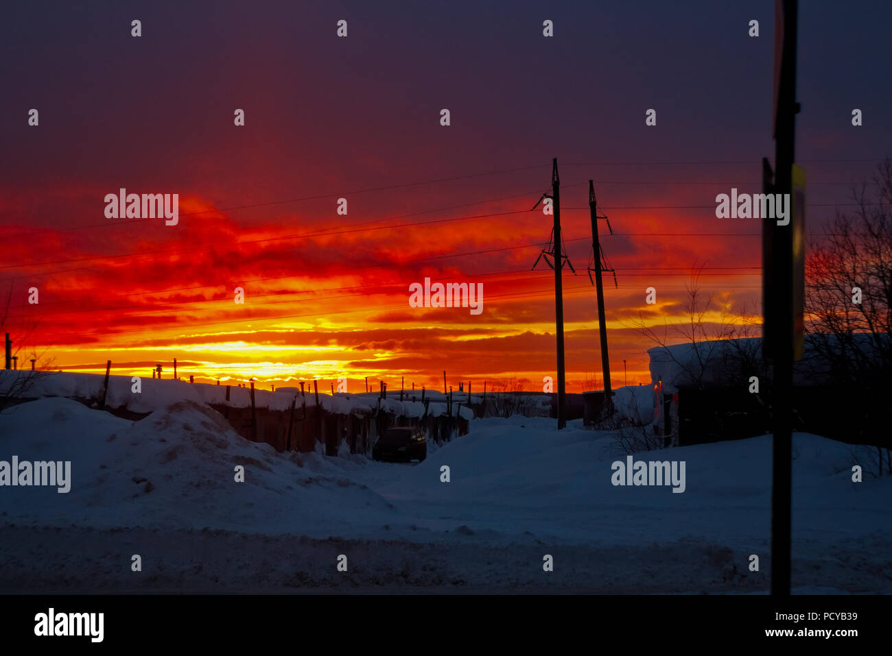 sky. Frost. sunset. Polar region Stock Photo - Alamy