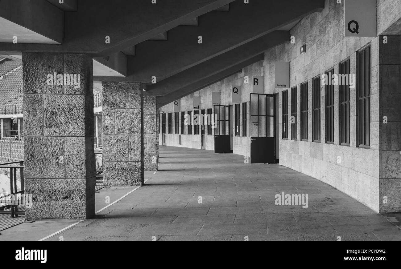 Stone corridor in Berlin's Olympic Stadium, built 1936 for Nazi ...