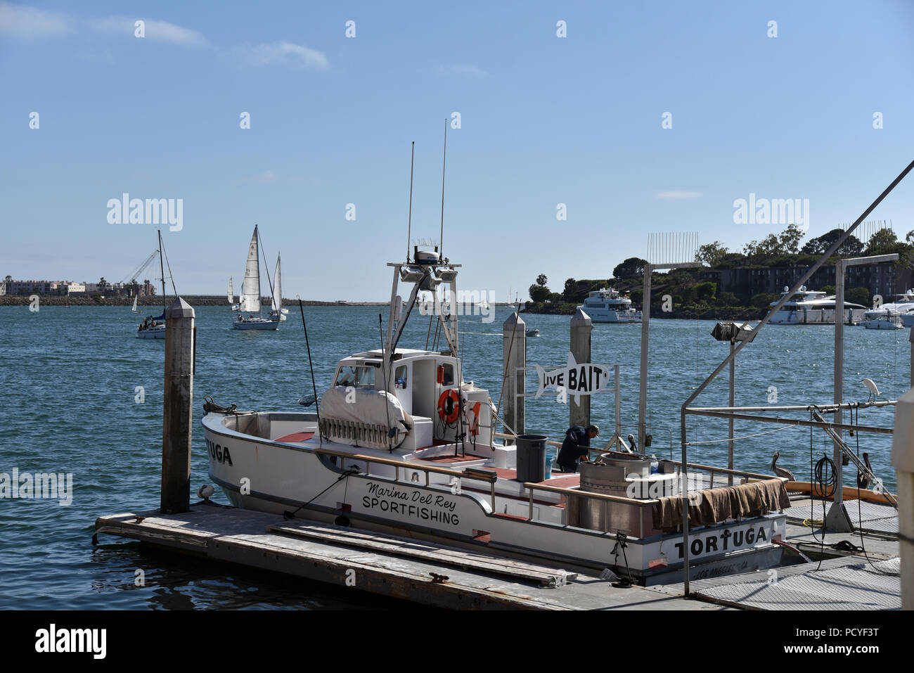 A sport fishing boat docked in the harbor at Maria Del Rey. Editorial ...