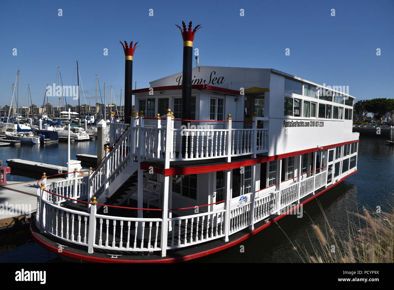A yacht in the harbor at Marina Del Rey, California that looks like an ...