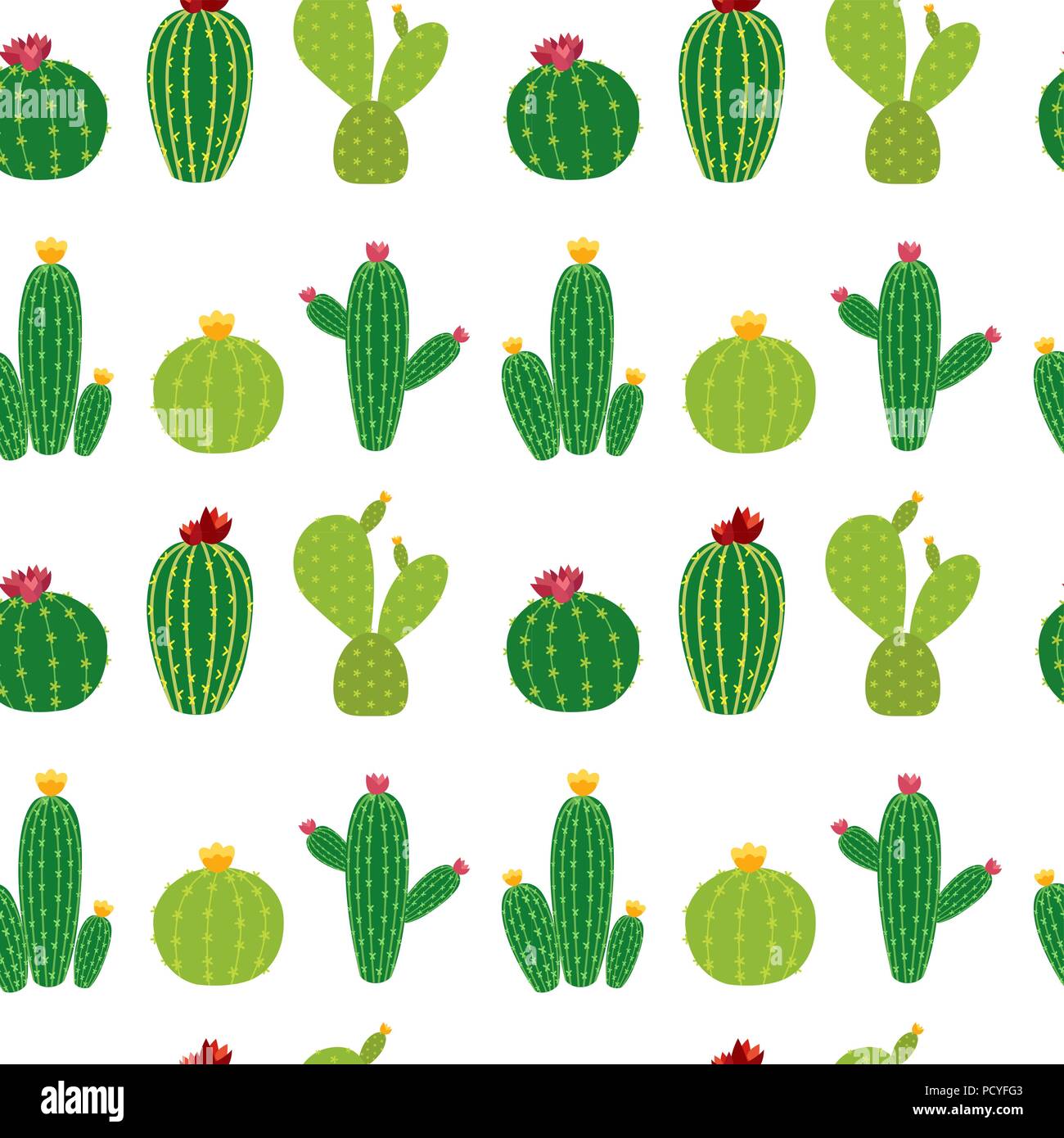 Cactus Icon Collection Seamless Pattern Background Vector Illustration ...