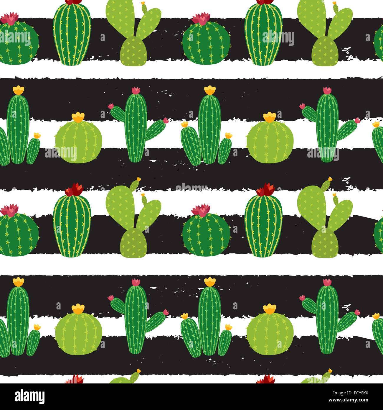 Cactus Icon Collection Seamless Pattern Background Vector Illustration ...