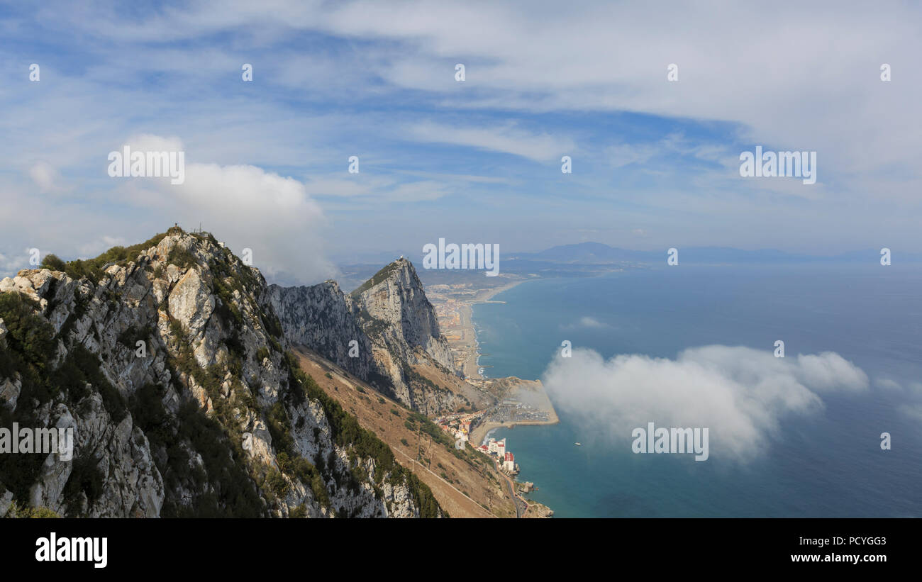 The view north of the iconic Rock of Gibraltar, on the British Overseas ...