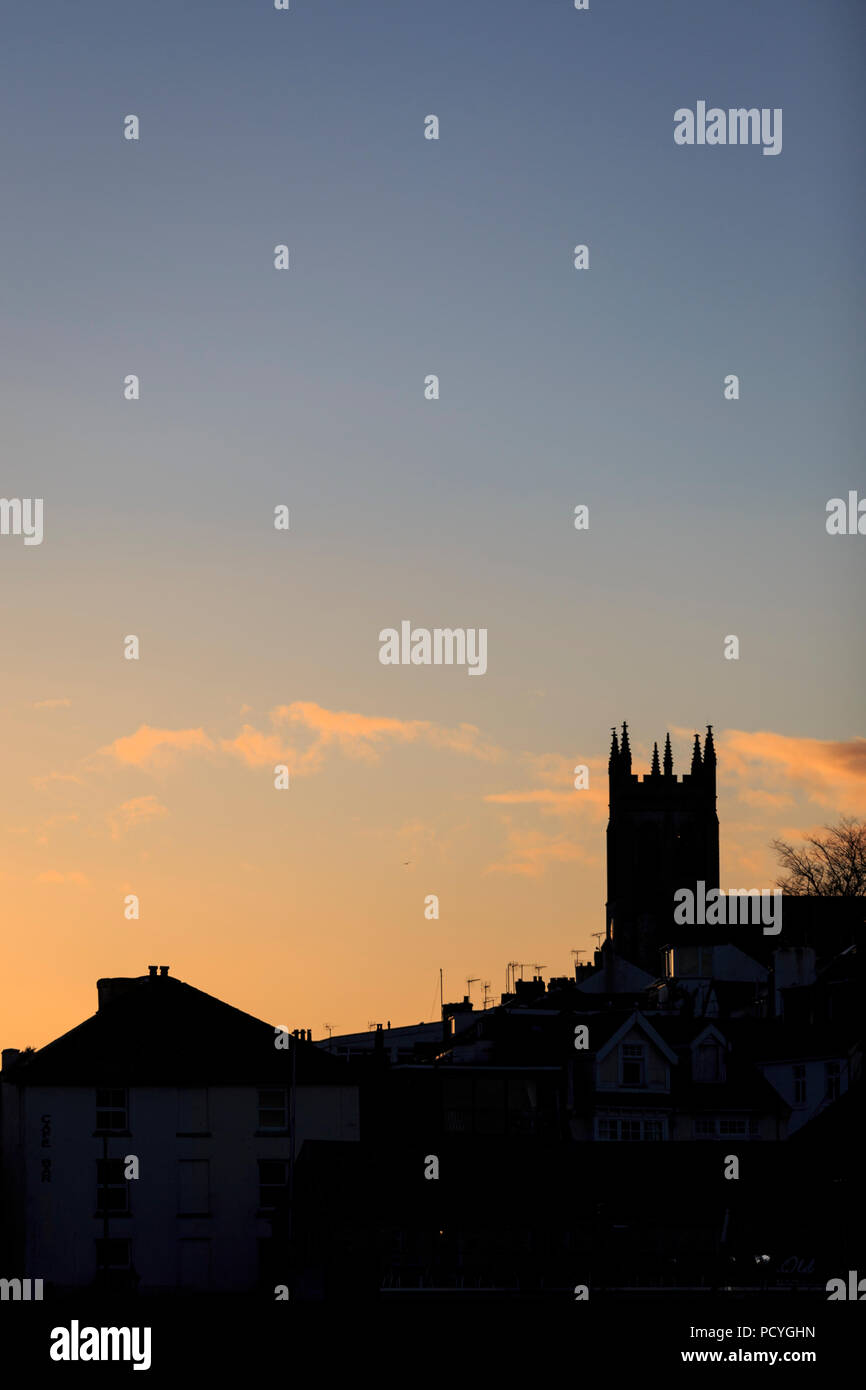 All Saint's Church in Brixham, Devon at sunset Stock Photo - Alamy