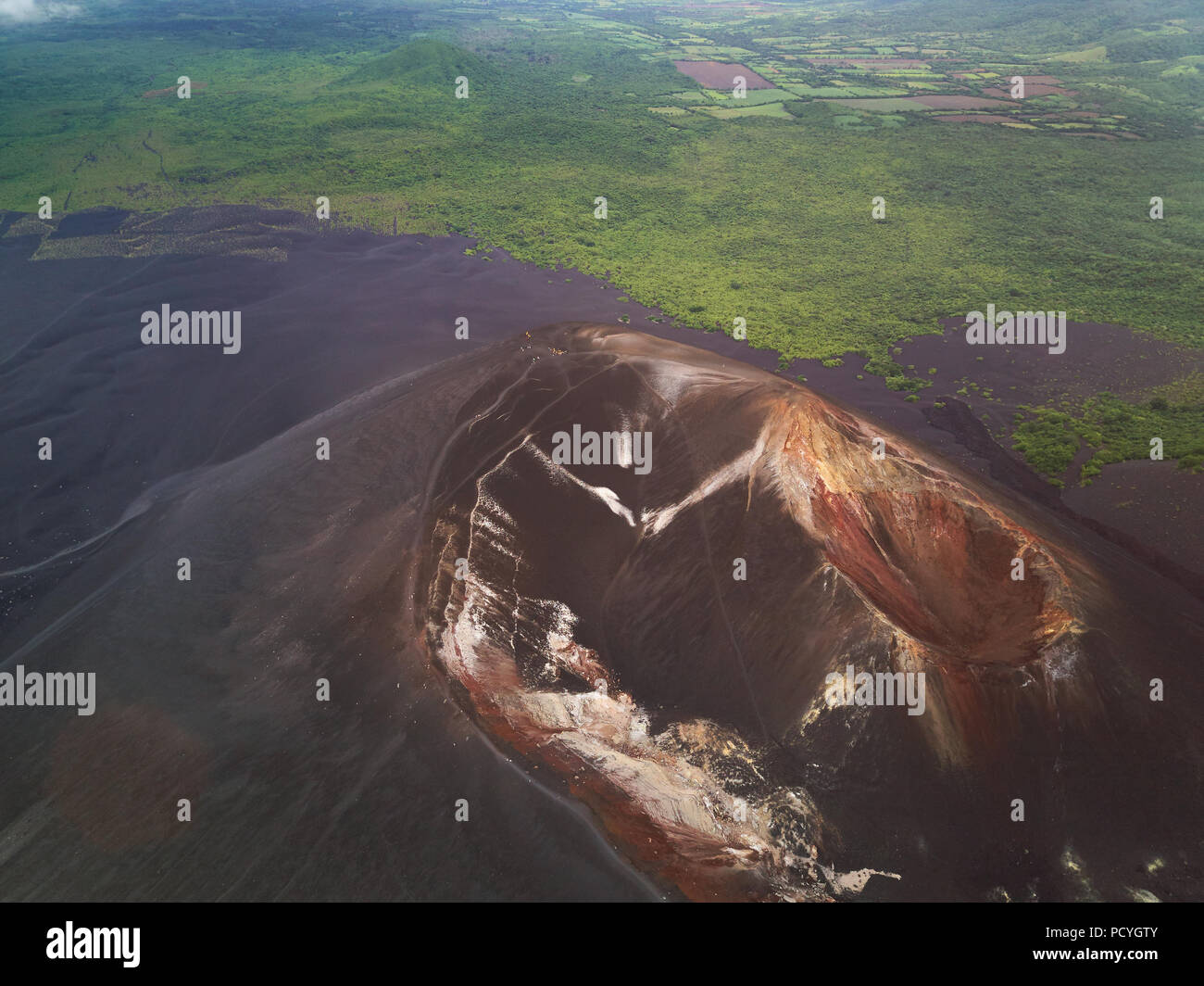Travel destination in Nicaragua aerial view. Sand volcano boarding ...