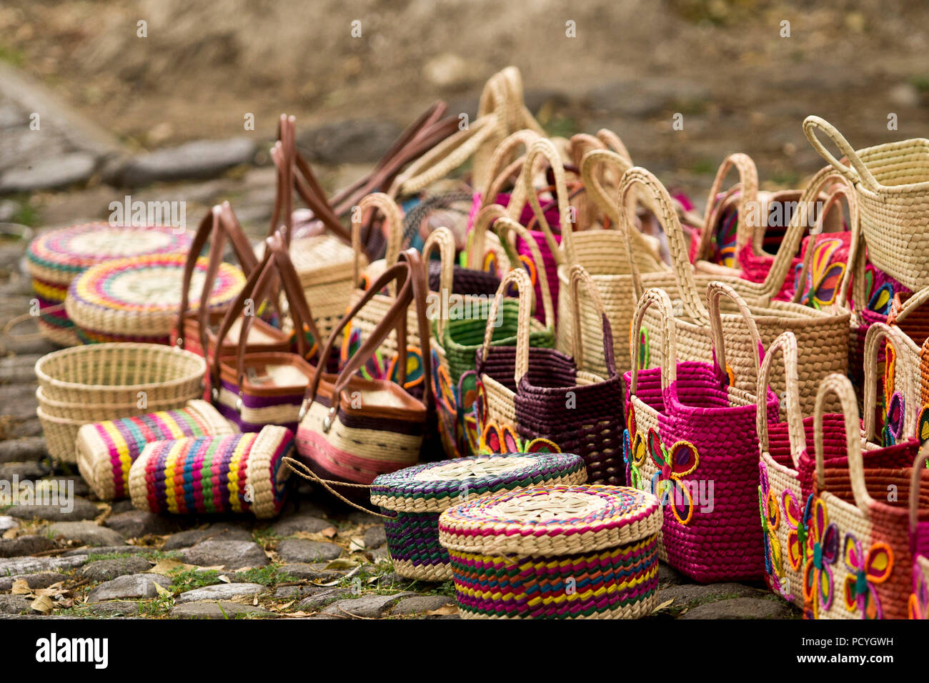 mexican handmade displayed on a mexican city center Stock Photo - Alamy