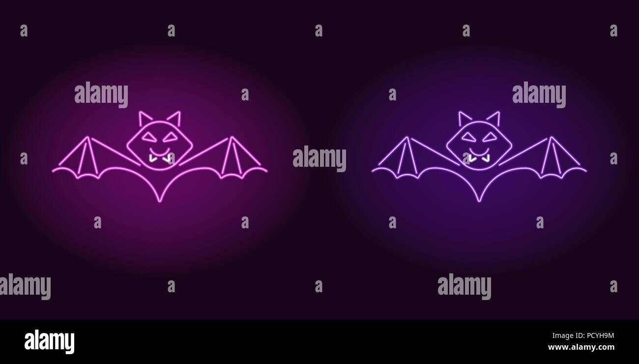 Neon Bat in Purple and Violet color. Vector illustration of bat for ...