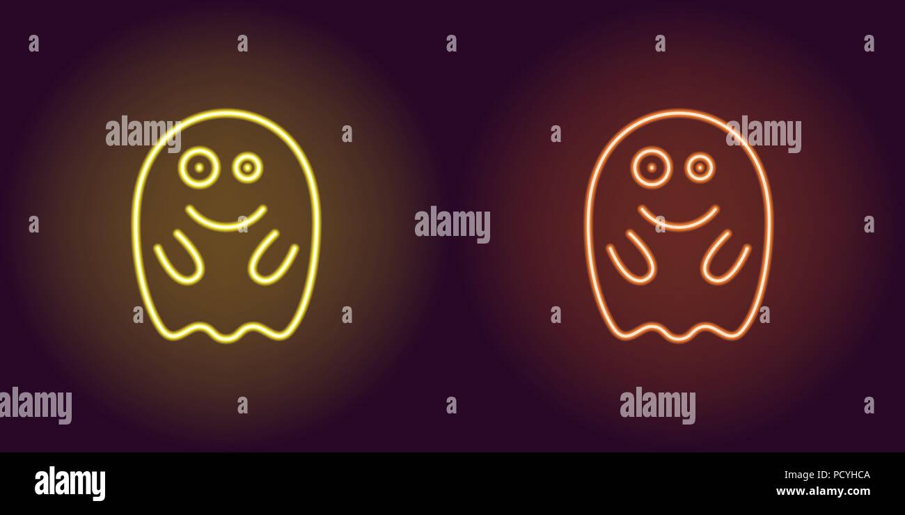 Soaring neon spirit in yellow and orange color. Vector illustration of ...