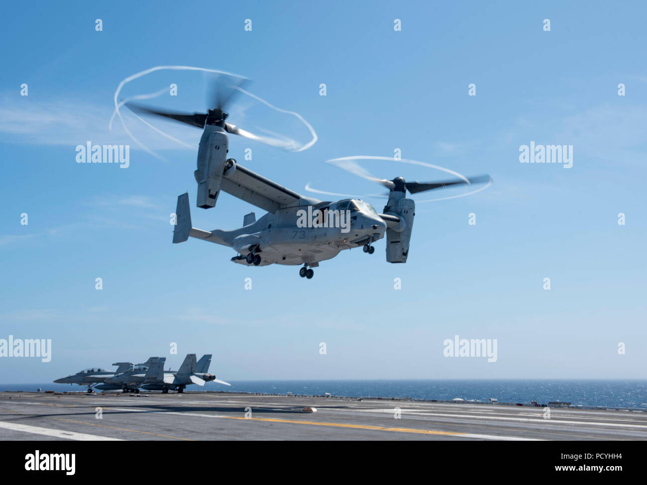 180801-N-FA806-0105 ATLANTIC OCEAN (Aug. 1, 2018) An MV-22 Osprey ...