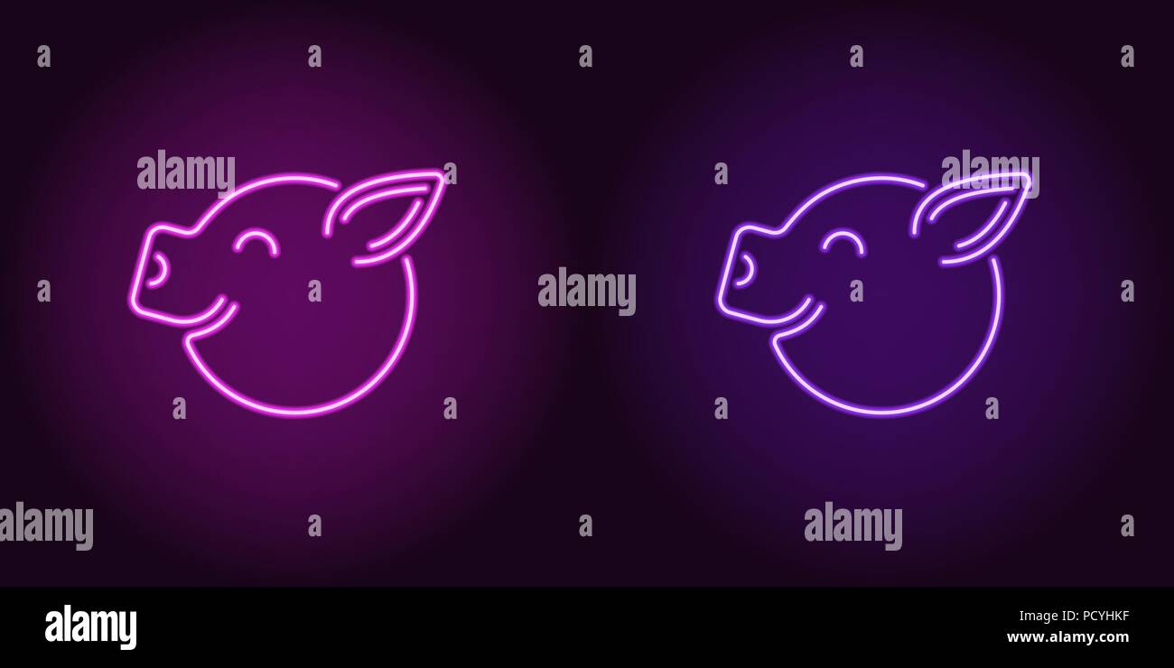 Pig sign neon Stock Vector Images - Alamy