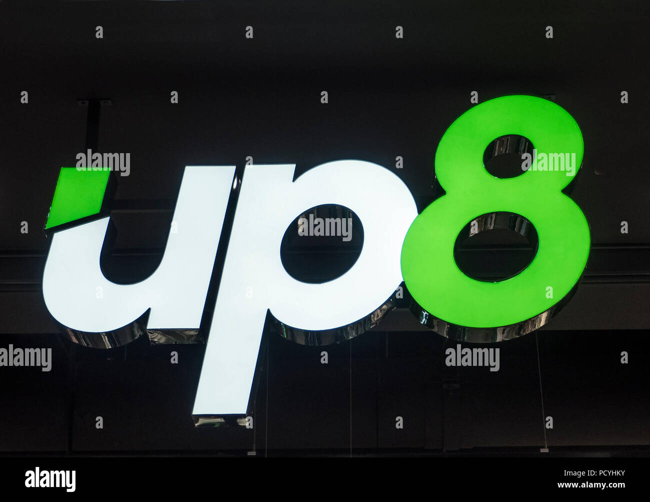 POLAND, KRAKOW - March 19, 2018: Up8 logo in Galeria Krakowska Stock ...