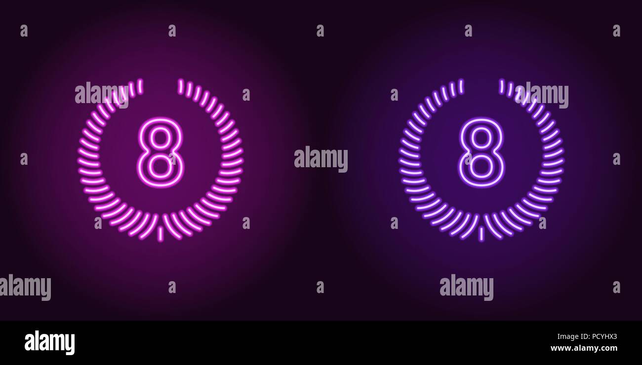 Neon Eighth place in purple and violet color. Vector illustration icon ...