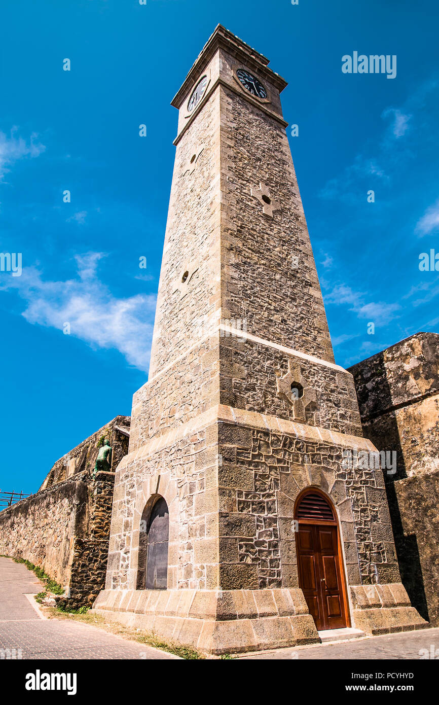 The clock tower in Fort Gale at Sri Lanka. Vertical orientation Stock ...