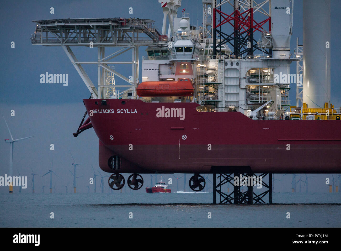 Seajacks Scylla working on the construction of Walney Extension ...