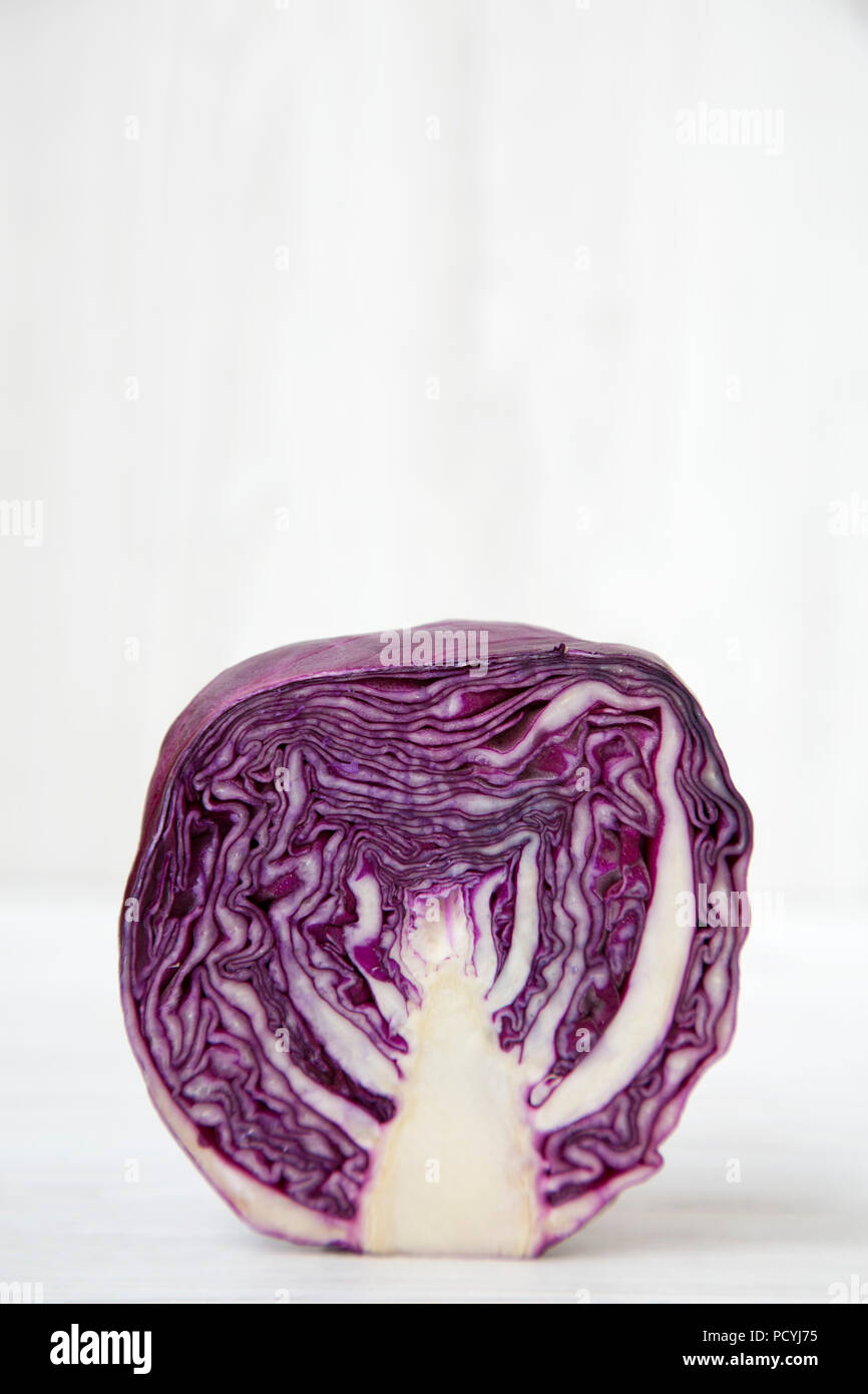 Half of red cabbage, closeup. Side view. Space for text Stock Photo - Alamy