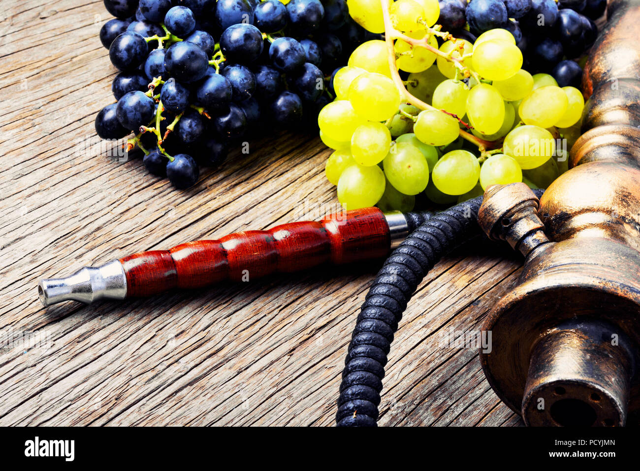 Oriental hookah with the aroma grapes for relax.Grapes shisha Stock ...