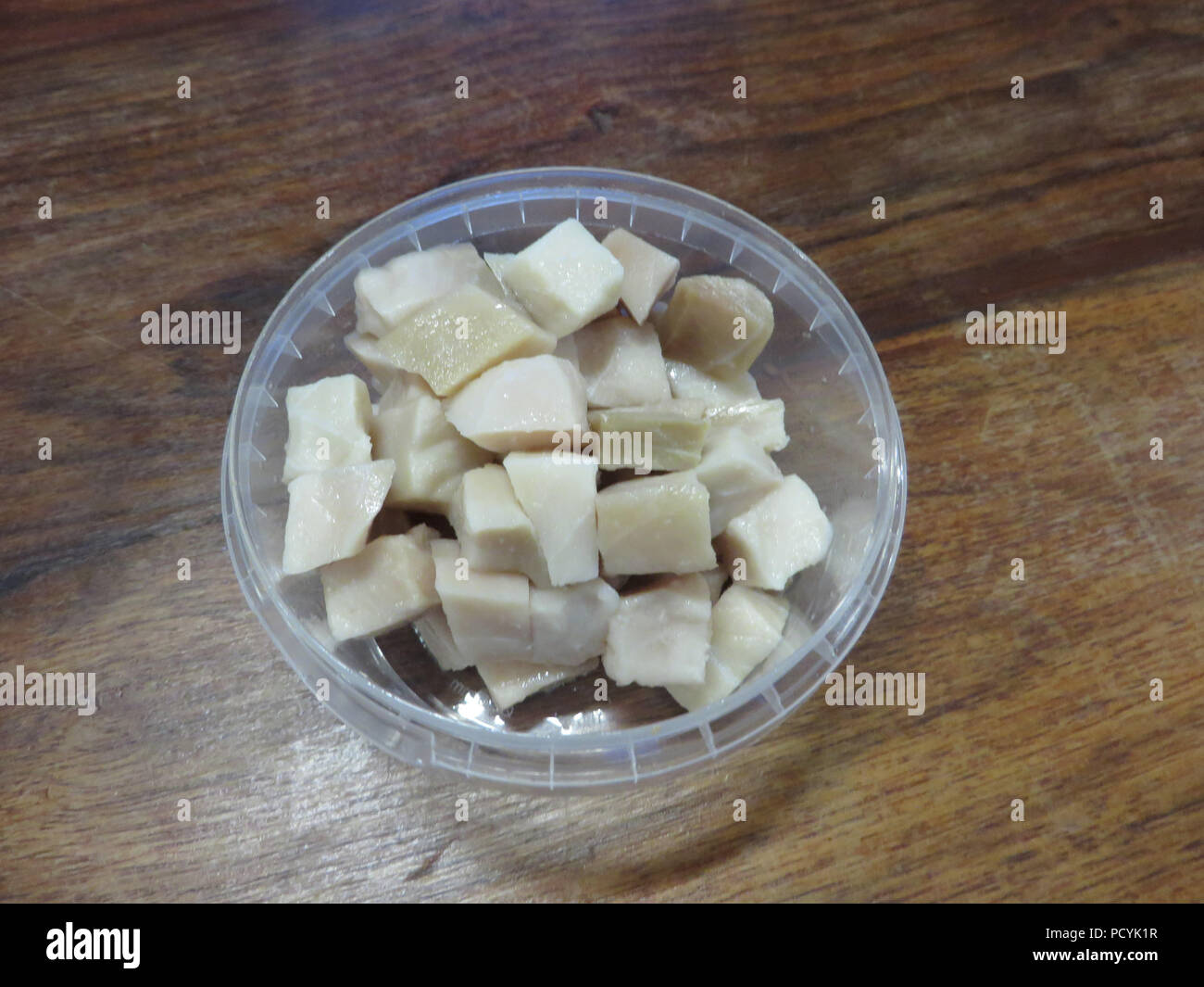 Bucket of pieces of fermented shark meat (traditional hakarl) ready for ...