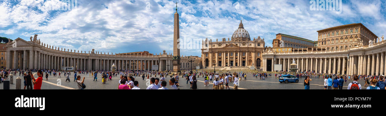 Panorama banner of St Peters Square and the Vatican, Rome, Italy with ...