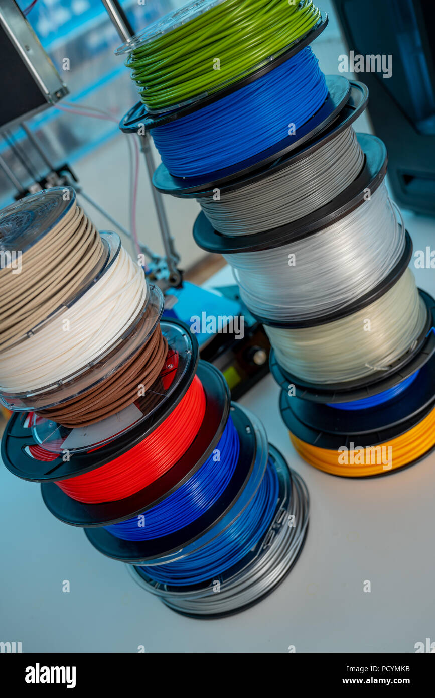 color plastic PLA and ABS filament for printing on a 3D printer Stock ...