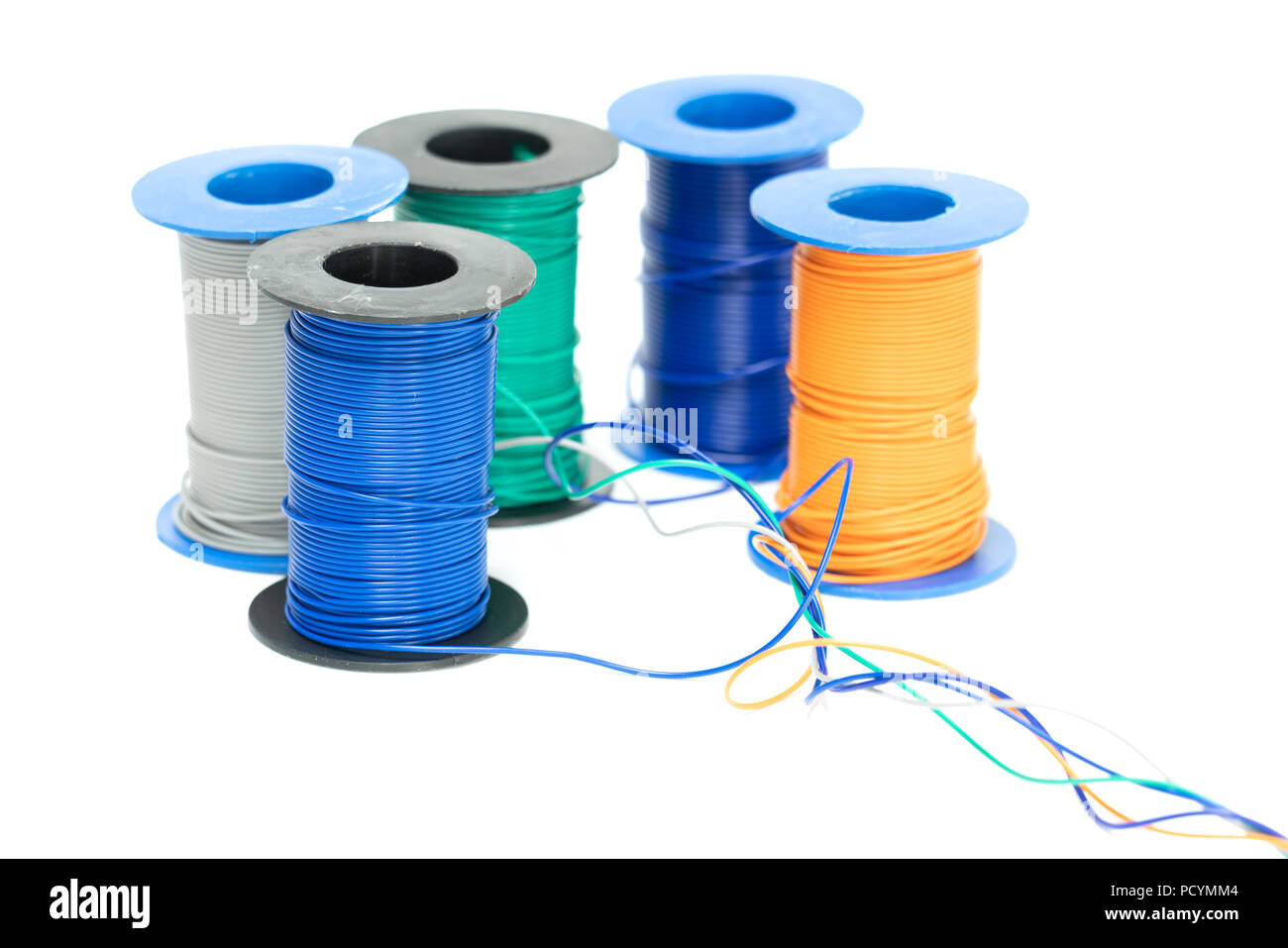 Electric Wires / Cables. Multicolored computer cable isolated on white ...