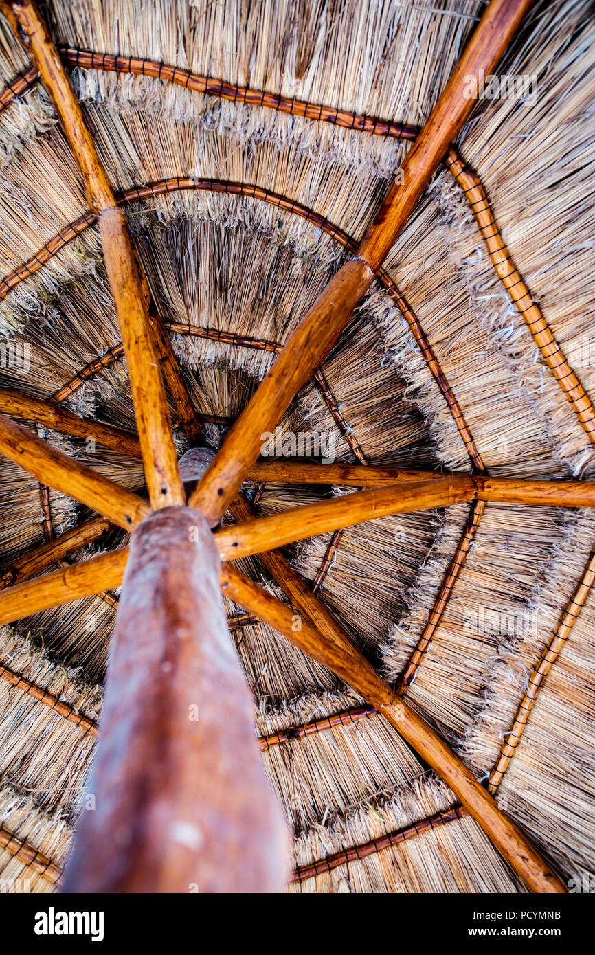 Mexico riviera maya beach with thatched roof hi-res stock photography ...