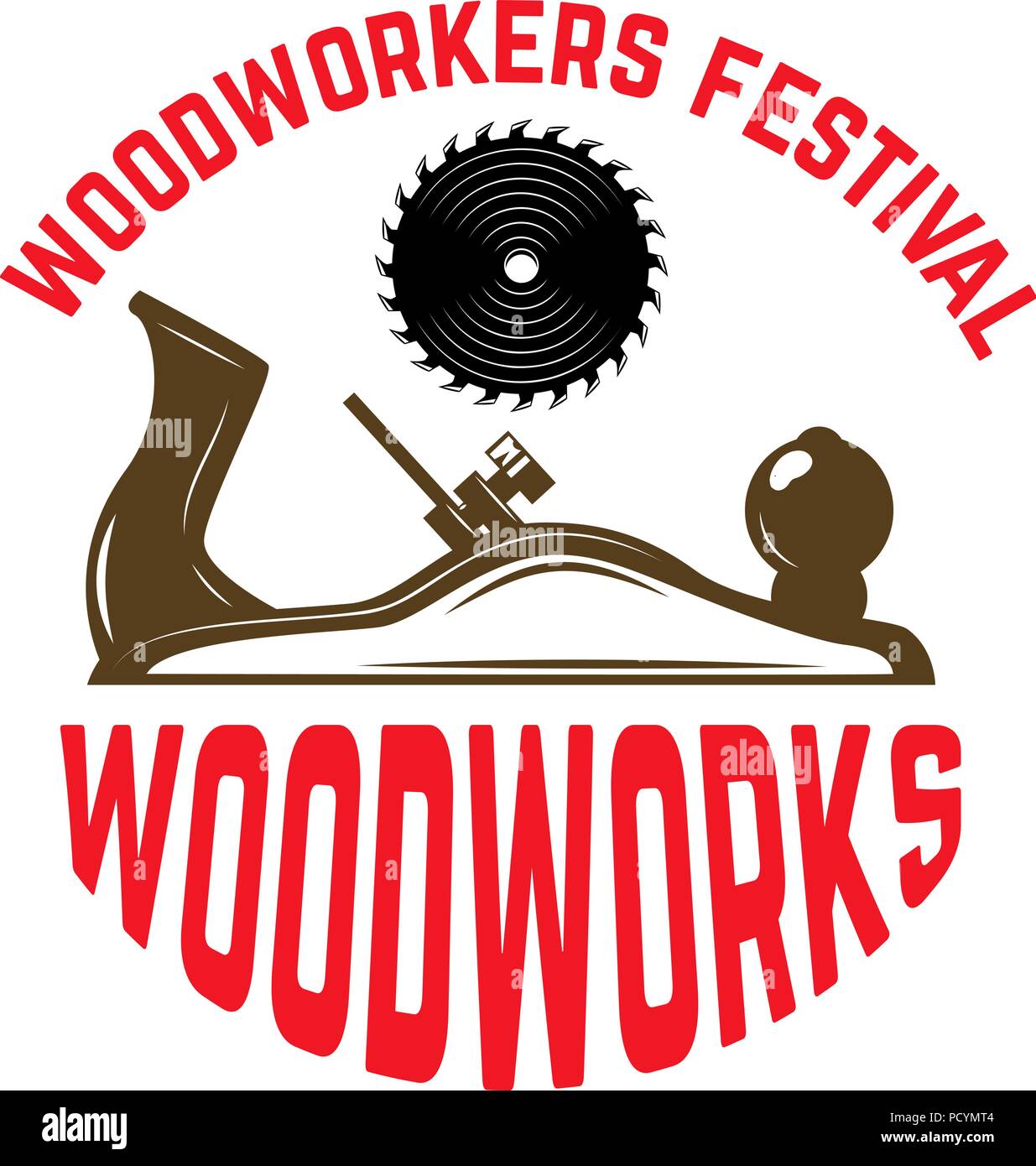 Emblem template with jointer and saw mill. Design element for logo ...