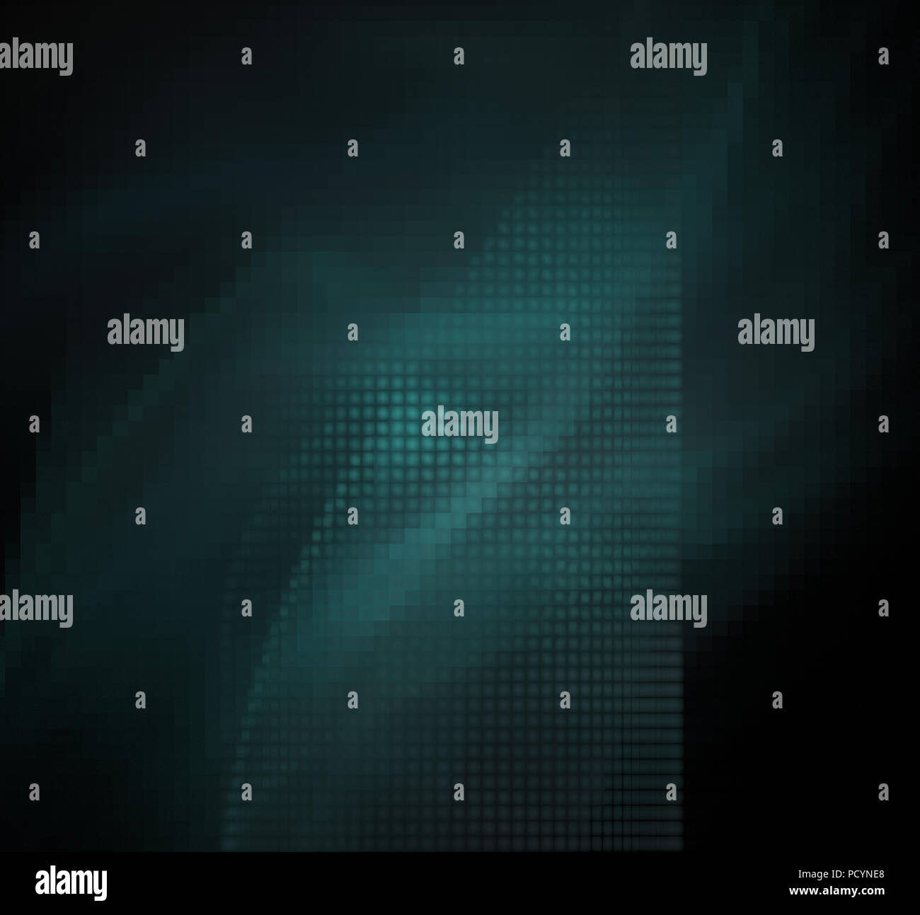 Blue pixel grid fractal on a black background Stock Photo - Alamy