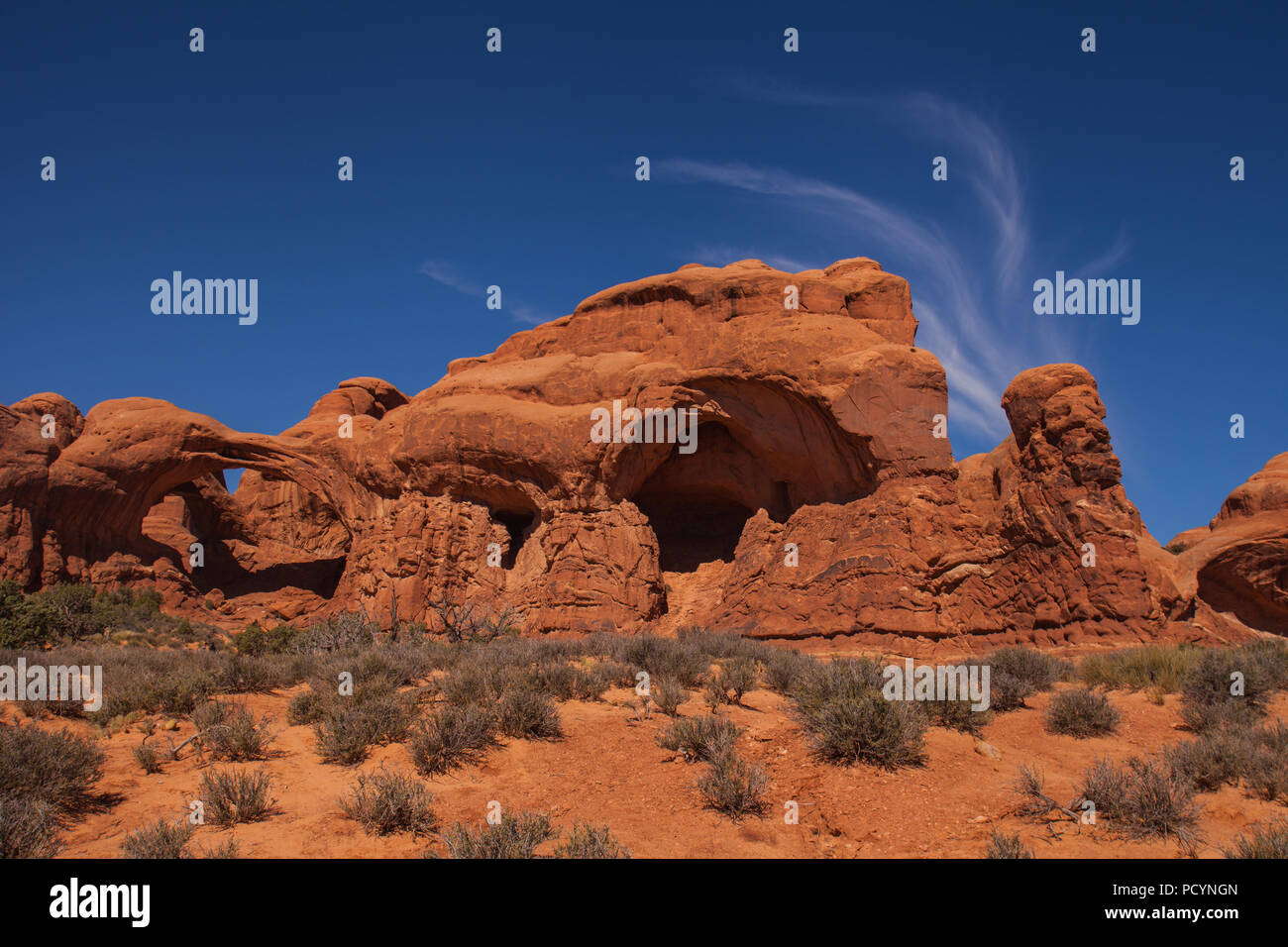 The Double Arch in Arches National Park 1 Stock Photo - Alamy