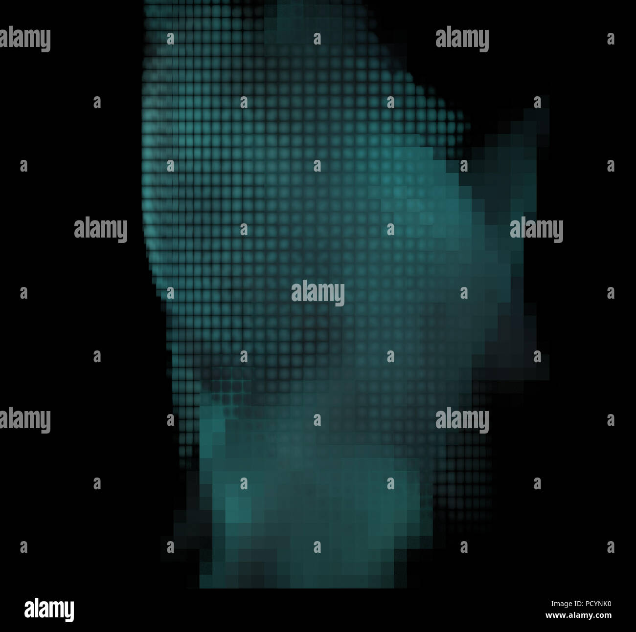Blue pixel grid fractal on a black background Stock Photo - Alamy