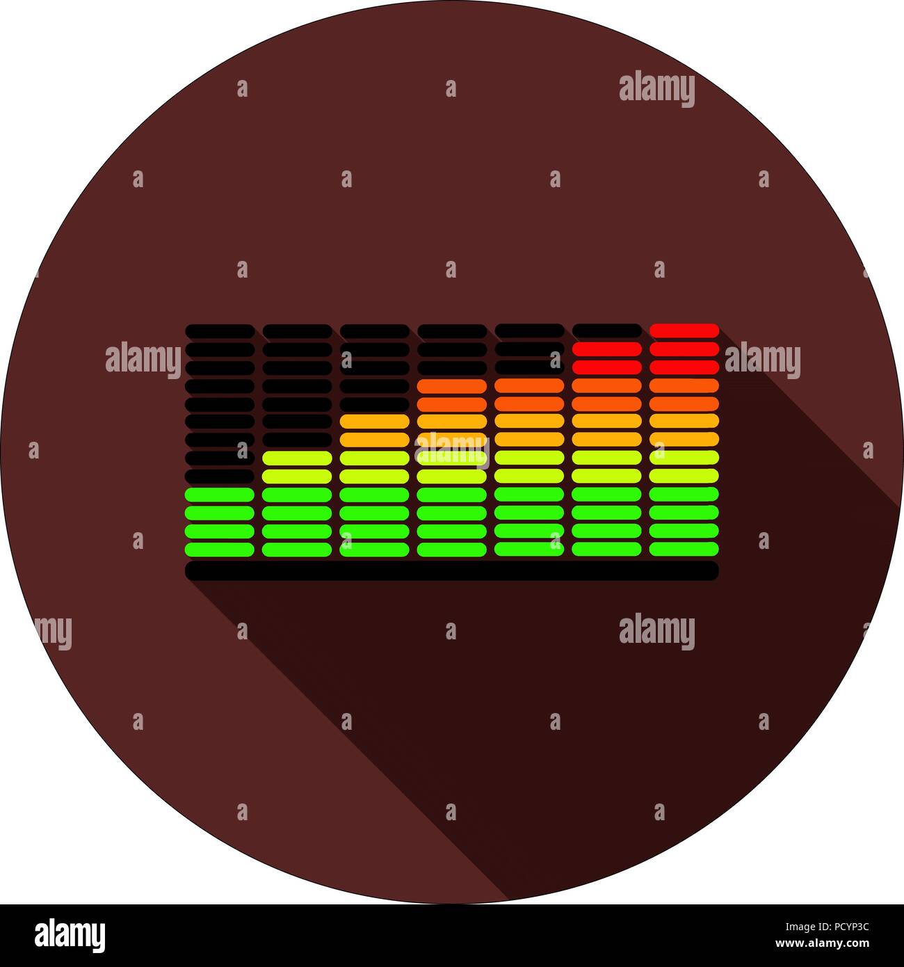 Vector. Color equalizer icon with a shadow on the circle of dark red ...