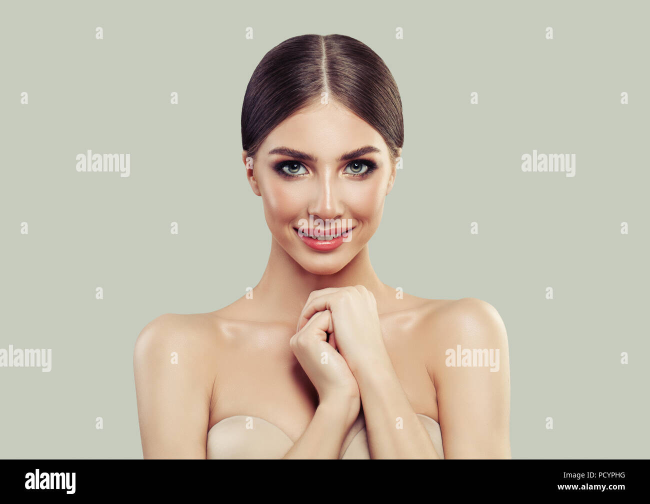 Happy Woman Spa Model with Healthy Skin. Wellness, Cosmetology, Female ...