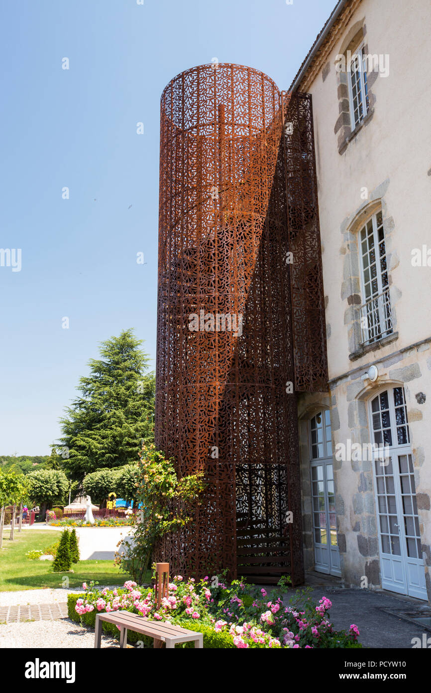 A spiral staircase on the back of the Hotel de ville in Confolens ...