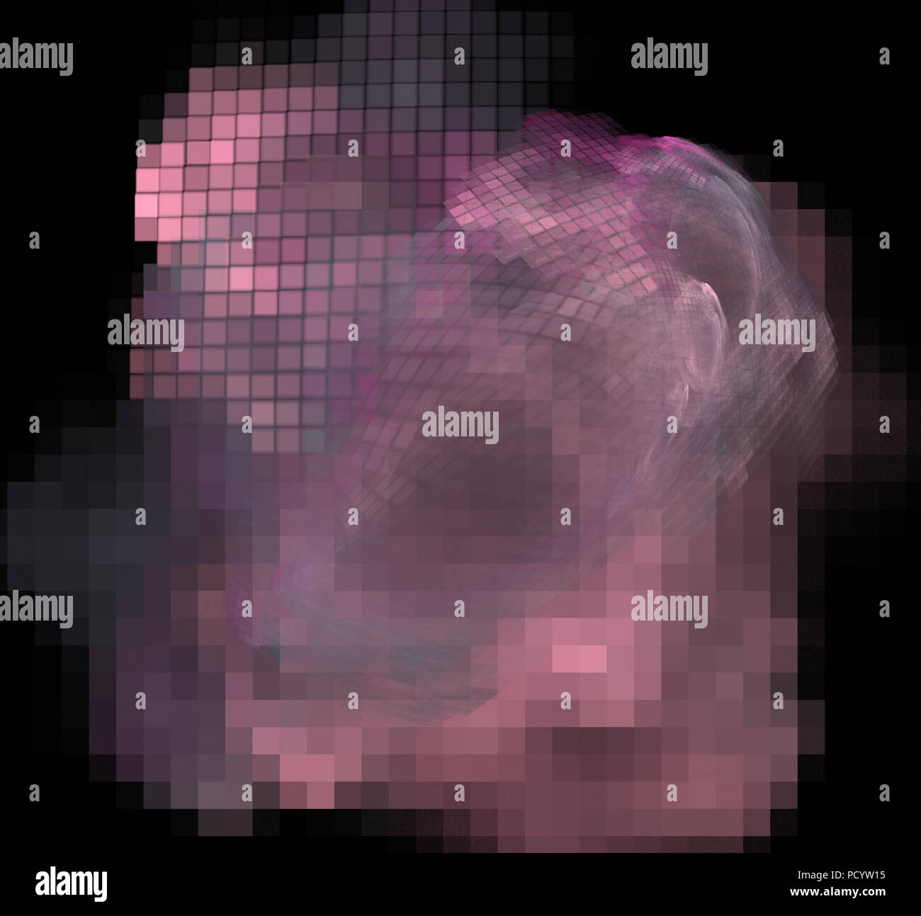 Pink gray pixel fractal on a black background Stock Photo - Alamy