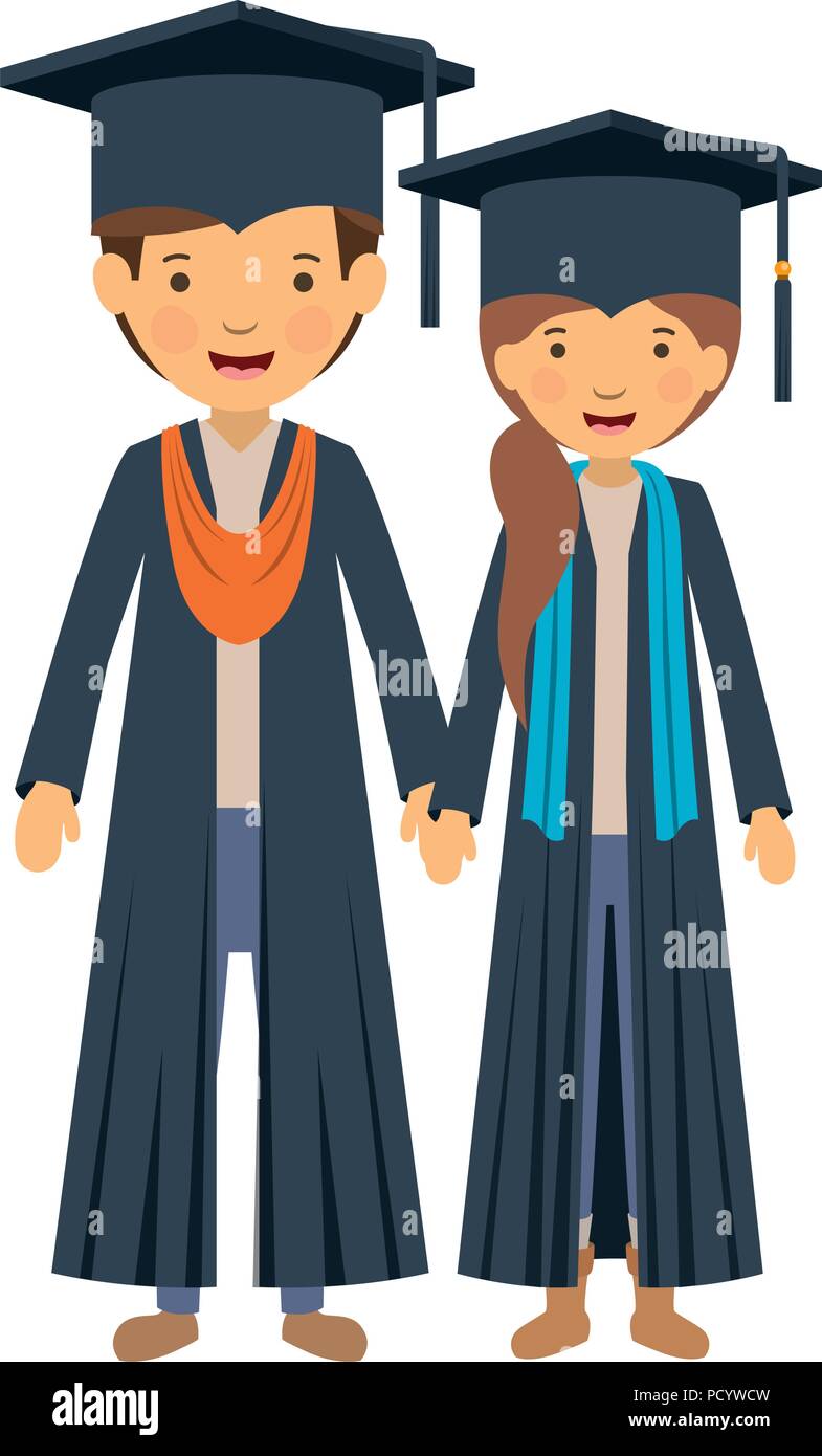 couple graduates with hats Stock Vector Image & Art - Alamy