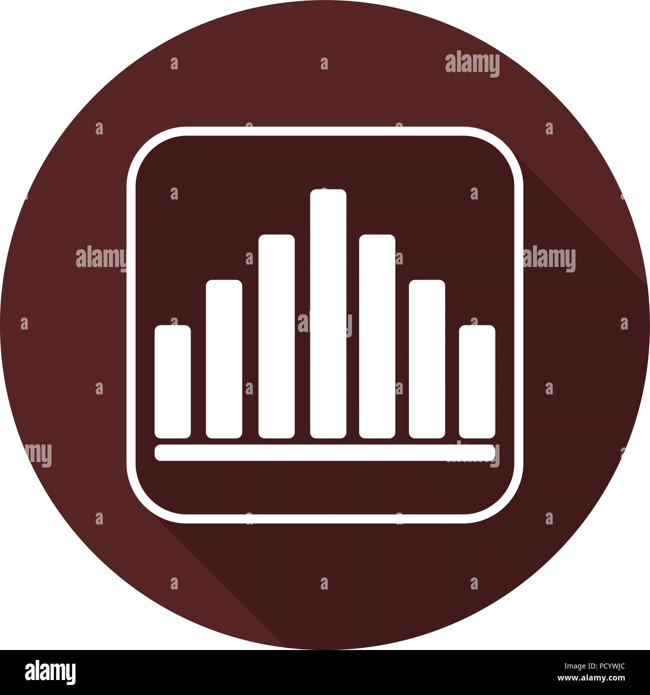 Vector. The icon of the graph in the contour of a square with a shadow ...